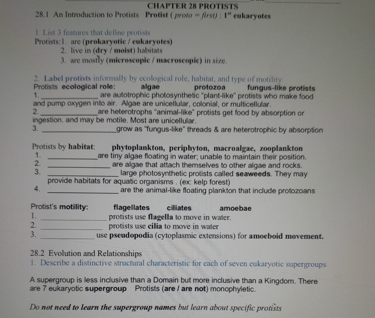 CHAPTER 28 ﻿PROTISTS28.1 ﻿An Introduction to Protists | Chegg.com