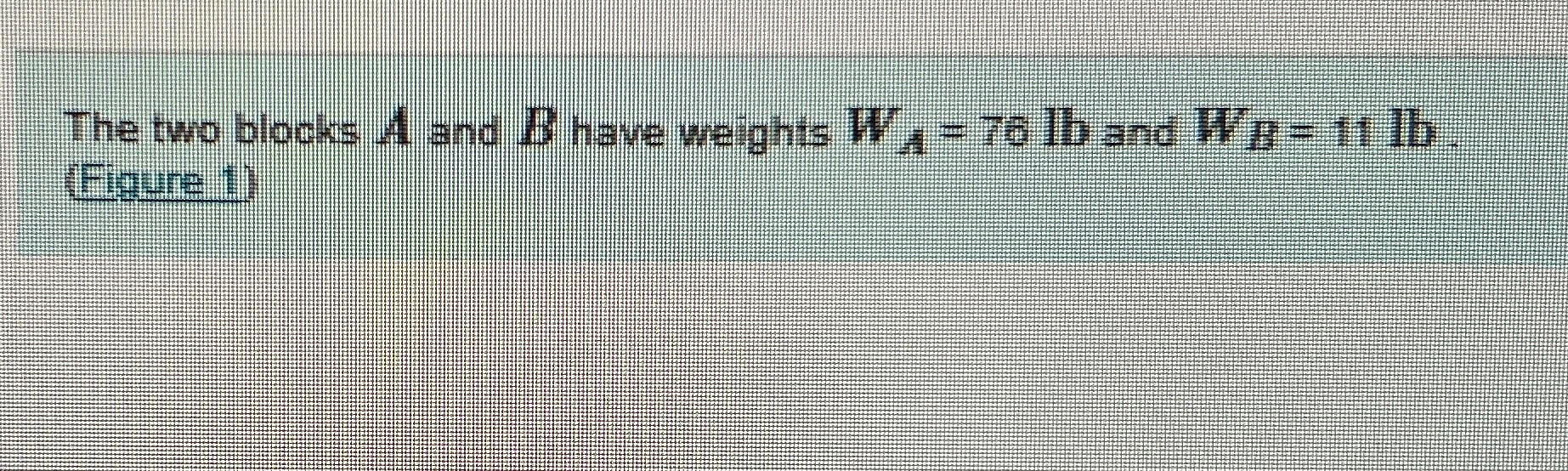 The two blocks A and B ﻿have weights WA=76lb ﻿and | Chegg.com