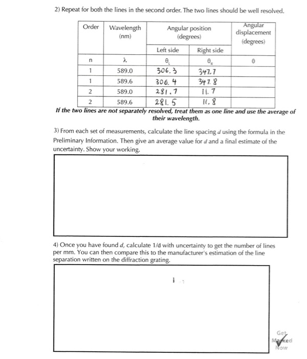 Solved Preliminary Information Diffraction Gratings A | Chegg.com