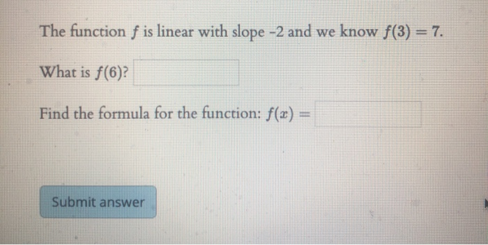 Solved The function f is linear with slope -2 and we know | Chegg.com