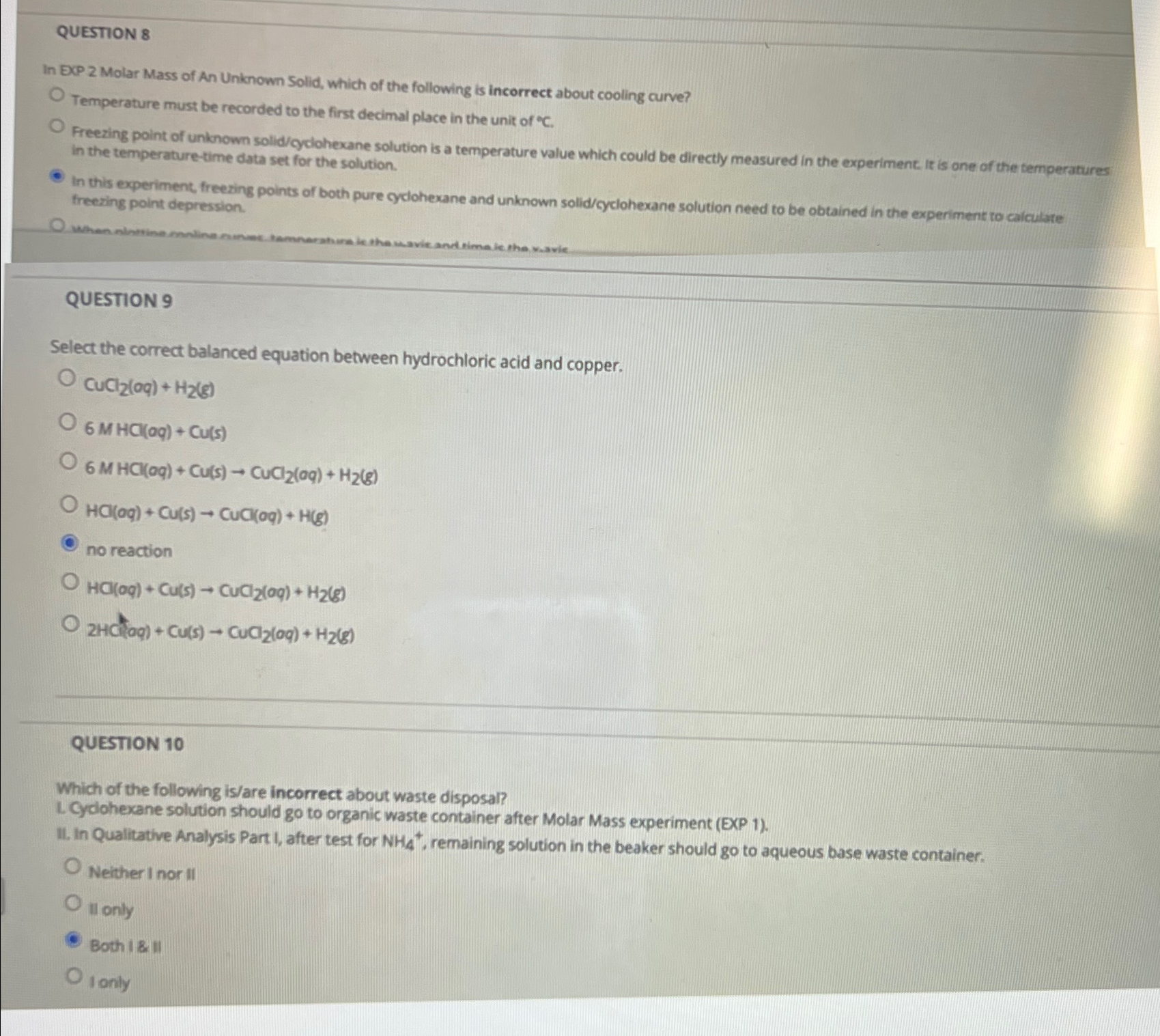 Solved QUESTION 8In EXP2 ﻿Molar Mass of An Unknown Solid, | Chegg.com