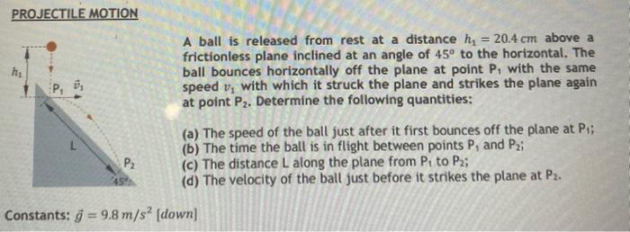 Solved PROJECTILE MOTION A ball is released from rest at a | Chegg.com