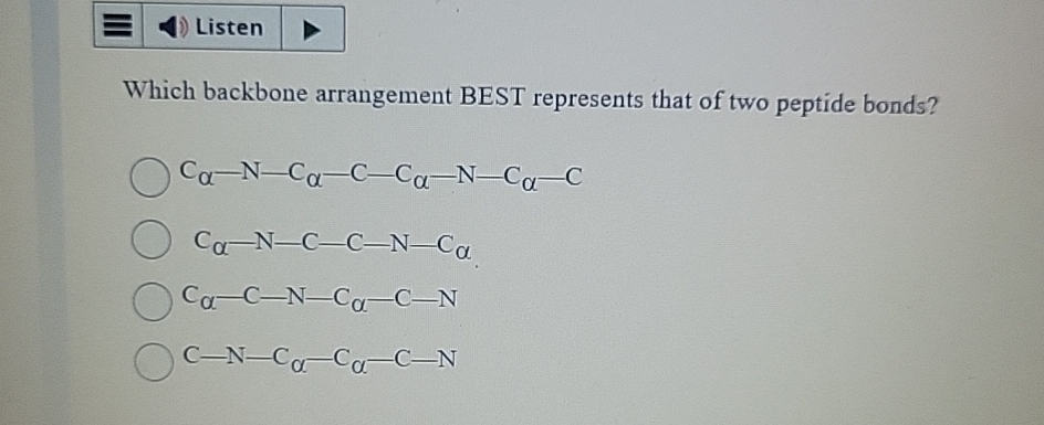 Solved Which backbone arrangement BEST represents that of | Chegg.com