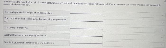 Solved Please create the most logical pairs from the below | Chegg.com