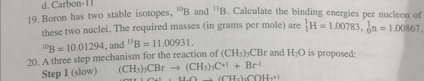 Solved Boron has two stable isotopes, ?10B ﻿and ?11B. | Chegg.com