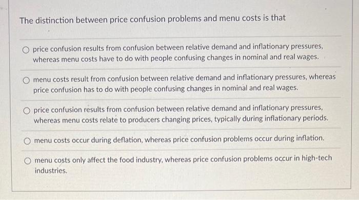 Solved The distinction between price confusion problems and | Chegg.com