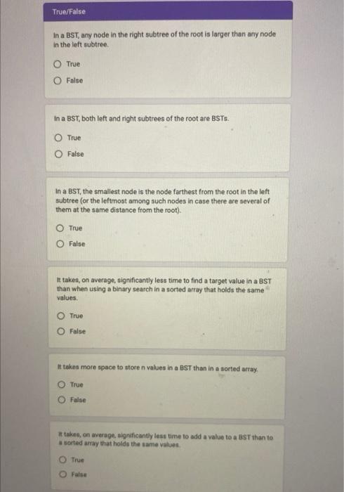 Solved In a BST, any node in the right subtree of the root | Chegg.com