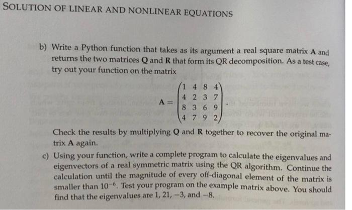 Solved Exercise 6.8: The QR algorithm: In this exercise | Chegg.com
