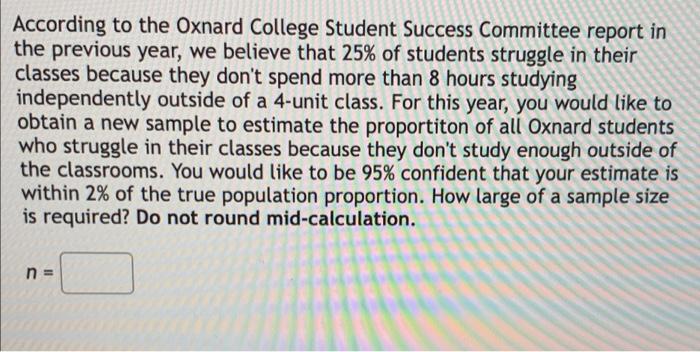 Solved According to the Oxnard College Student Success | Chegg.com