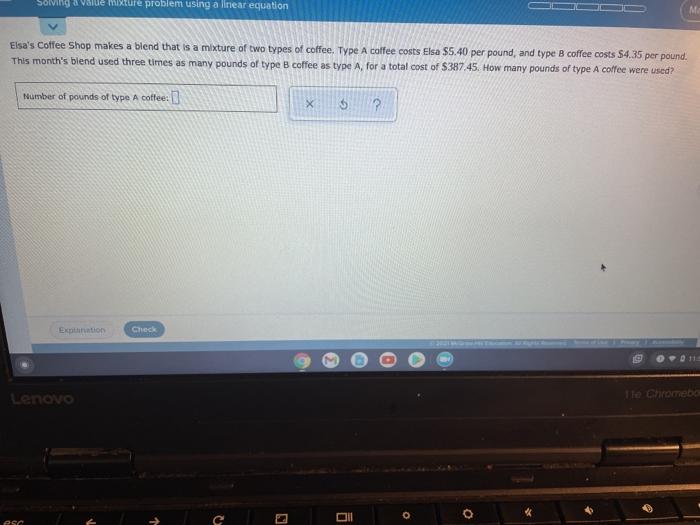 Solved Solving a value mixture problem using a linear | Chegg.com