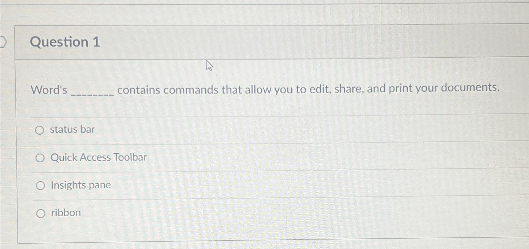 Solved Word's contains commands that allow you to edit, | Chegg.com
