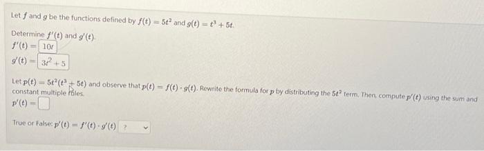 Solved Let f and g be the functions defined by f(t)=5t2 and | Chegg.com