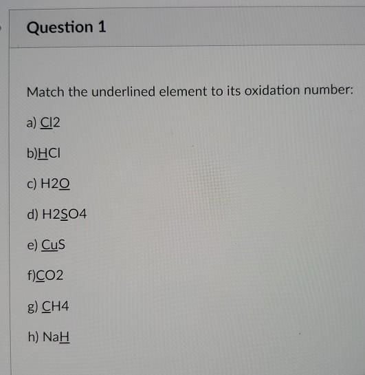 Solved Question 1 Match the underlined element to its | Chegg.com