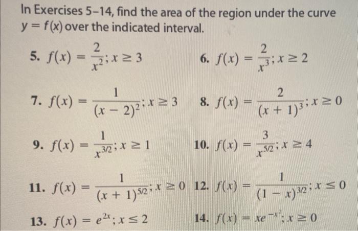 Solved 3. f(x)=e2x;x≤2In Exercises 5-14, find the area of | Chegg.com