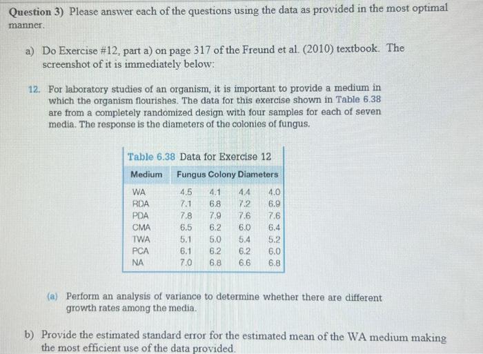 Solved Please answer each of the questions using the data as | Chegg.com