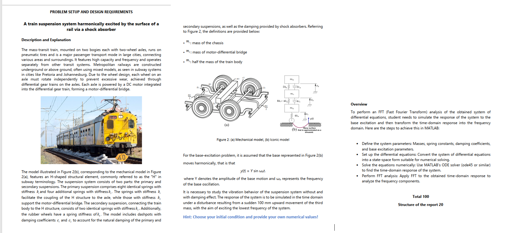 [Solved]: PROBLEM SETUP AND DESIGN REQUIREMENTS A train sus