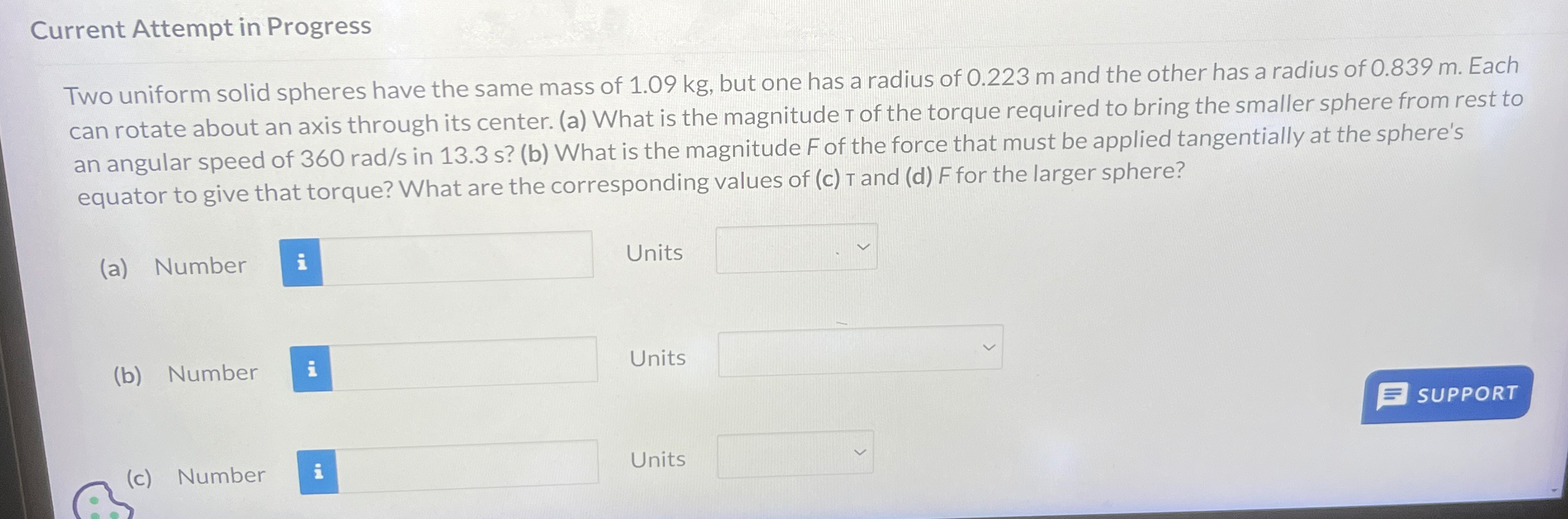 Solved Current Attempt in ProgressTwo uniform solid spheres | Chegg.com