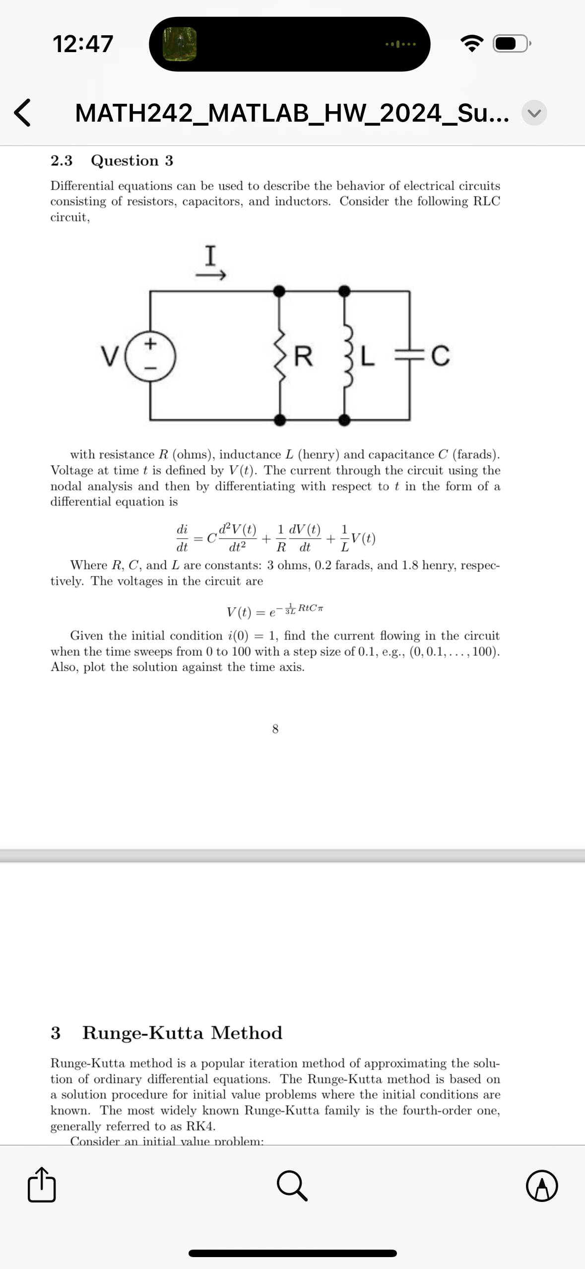 Solved Question 3 ﻿Solve in MatlabDifferential equations can | Chegg.com
