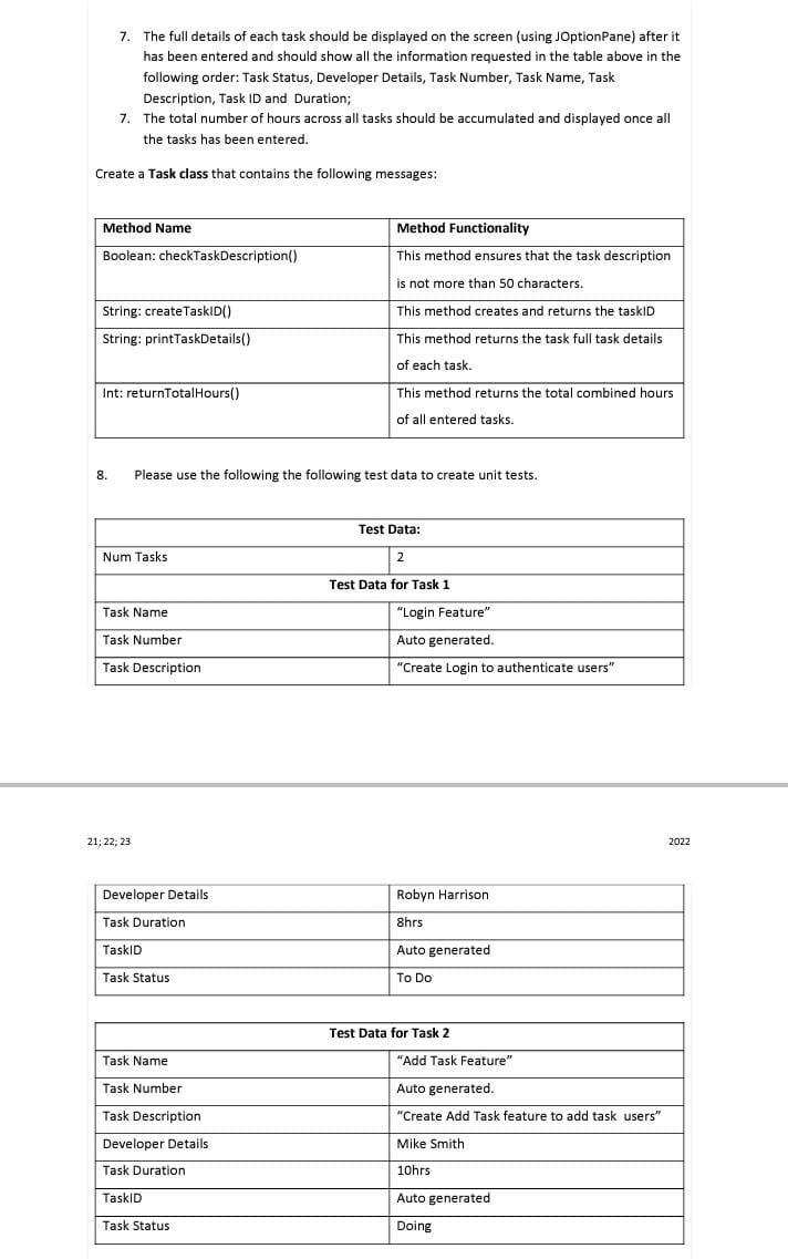 Solved 6. Each task should contain the following | Chegg.com