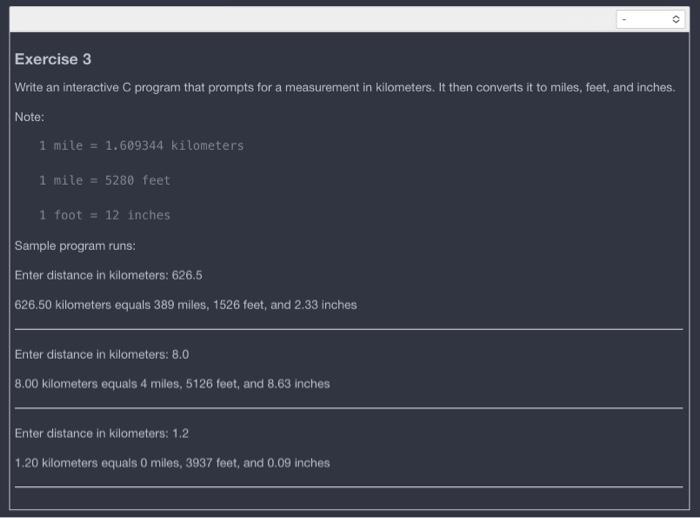 Solved Exercise 3 Write An Interactive C Program That