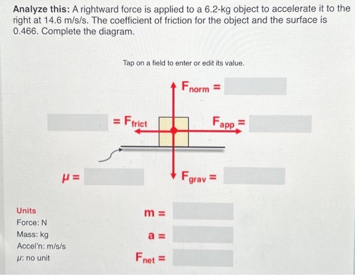 Solved Analyze this: A rightward force is applied to a | Chegg.com