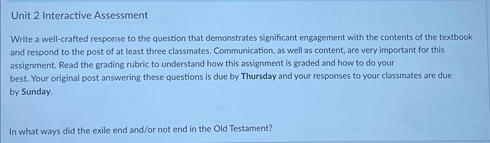Solved Unit 2 ﻿Interactive AssessmentWrite a well-crafted | Chegg.com