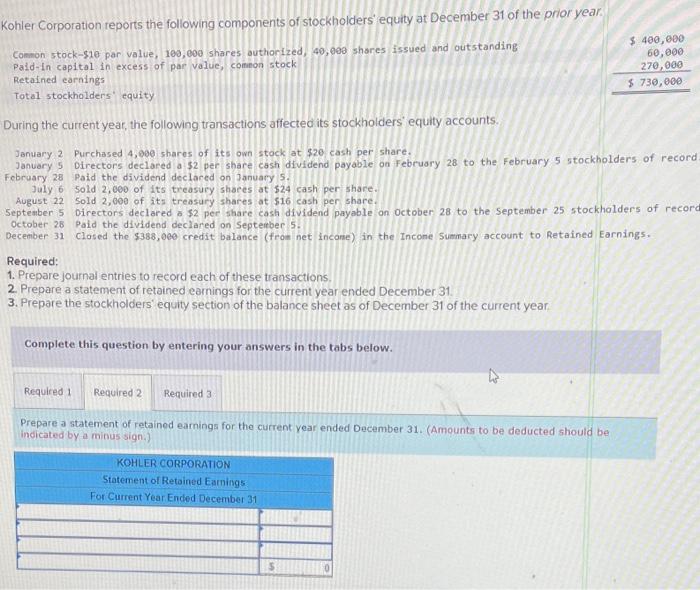 Solved Kohler Corporation reports the following components | Chegg.com