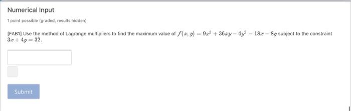 Solved Numerical Input 1 point possible (graded, results | Chegg.com