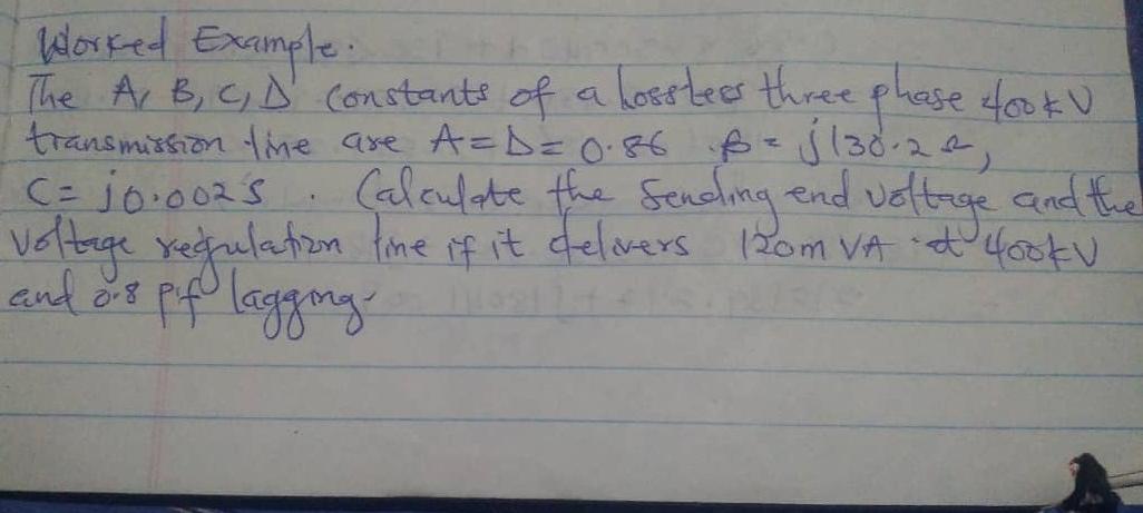 Solved Worked Example. The A,B,C,D constants of a losster | Chegg.com
