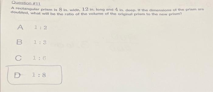 Solved A rectangular prism is 8in. wide, 12in. long and 4in. | Chegg.com