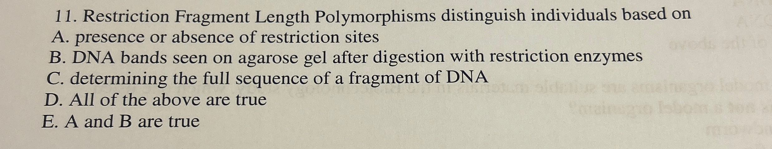 Solved Restriction Fragment Length Polymorphisms distinguish | Chegg.com