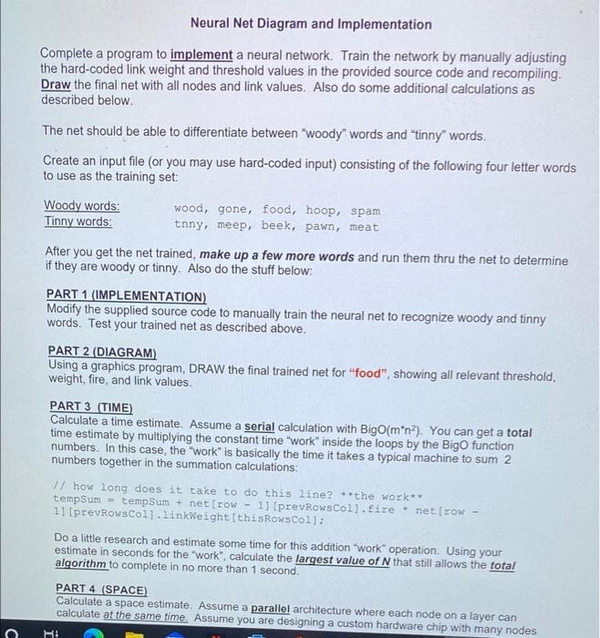 Solved Neural Net Diagram and Implementation Complete a | Chegg.com