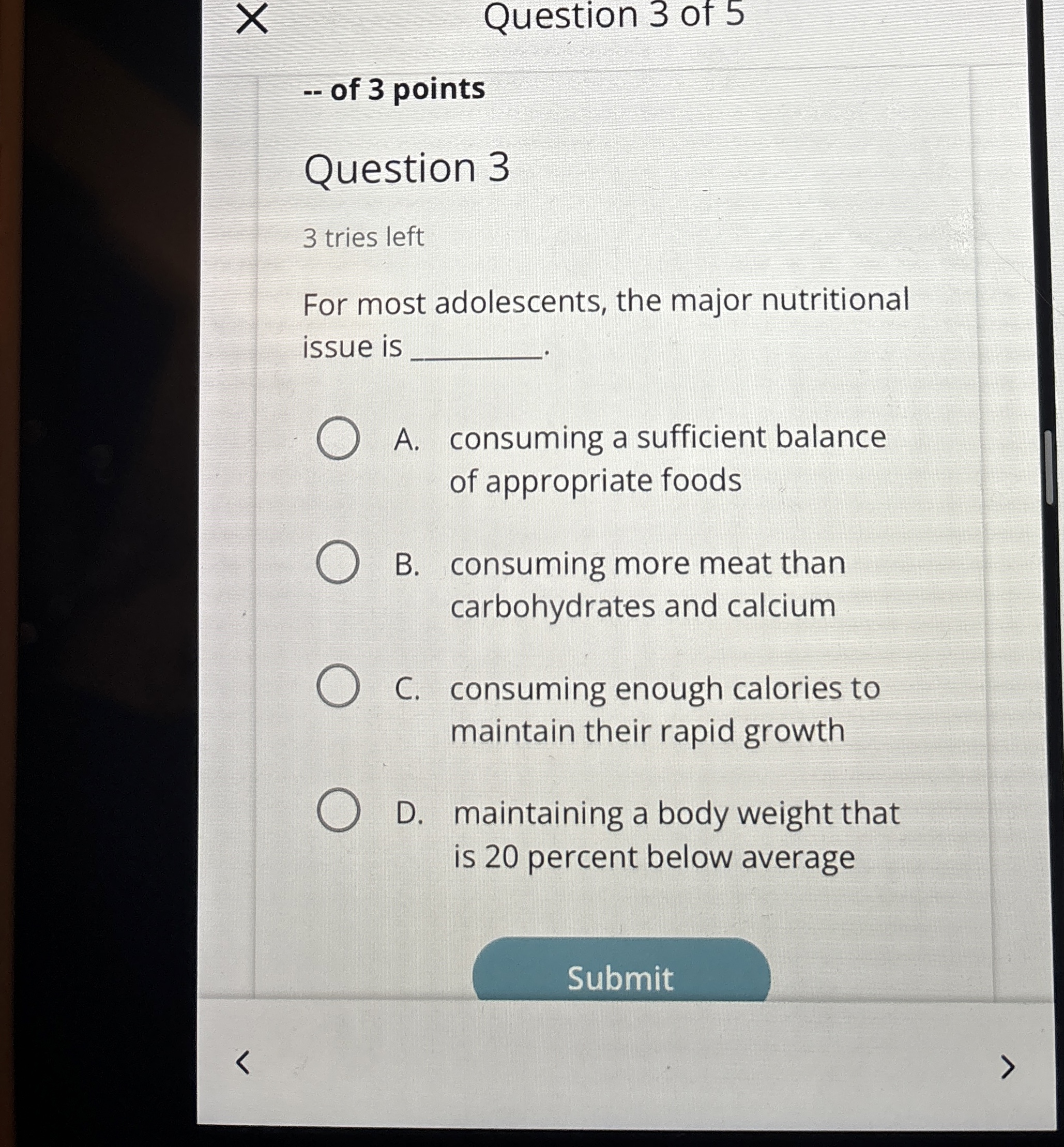 Solved Question 3 ﻿of 5-- ﻿of 3 ﻿pointsQuestion 33 ﻿tries | Chegg.com