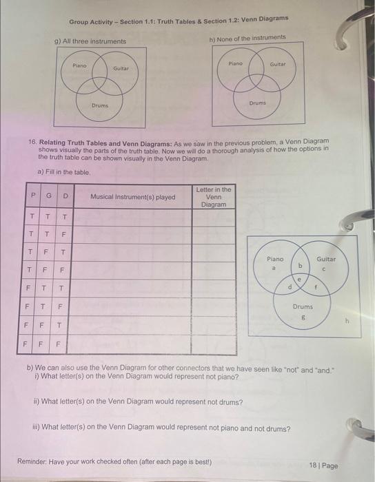 Solved Group Activity - Section 1.1: Truth Tables \& Section | Chegg.com