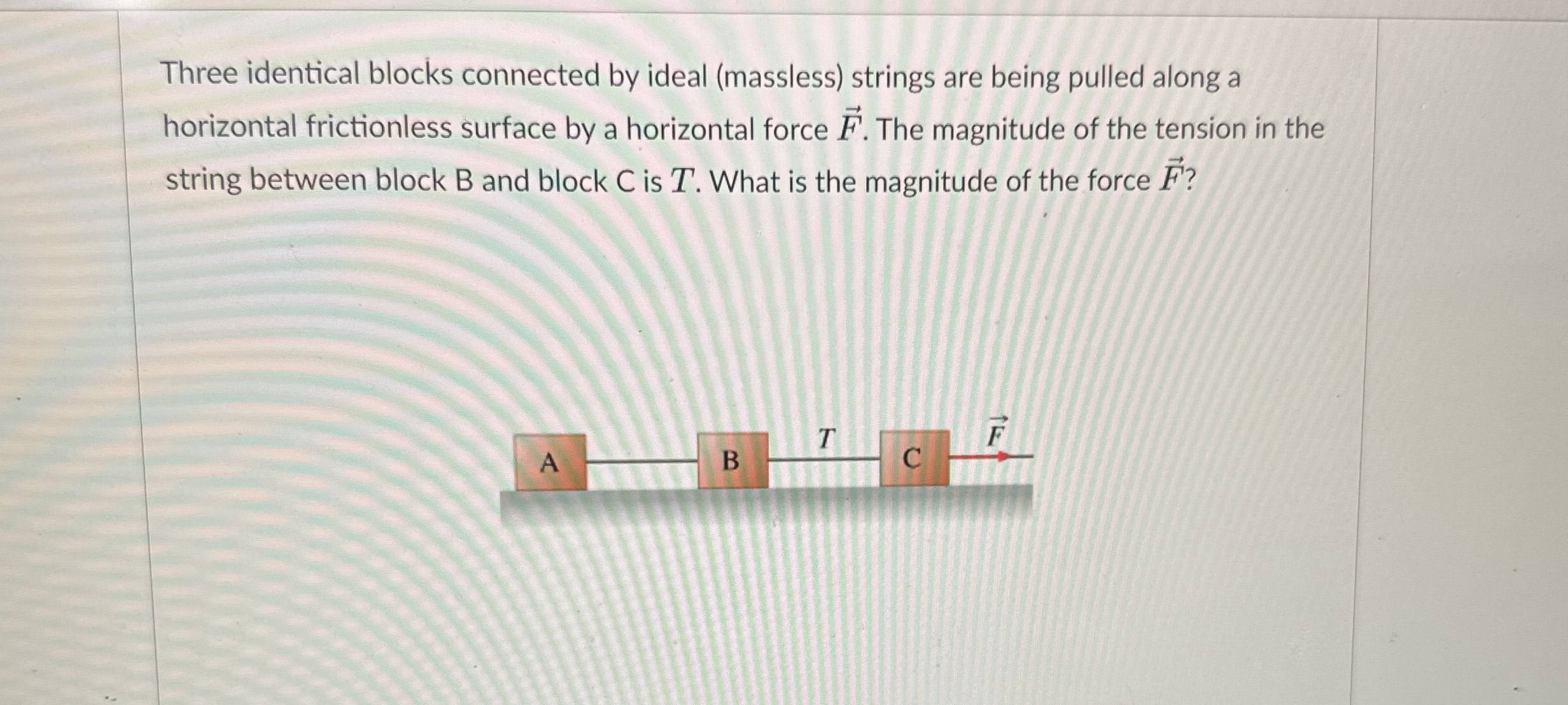 Solved Three identical blocks connected by ideal (massless) | Chegg.com
