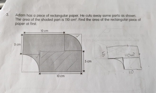 Solved Adam has a piece of rectangular paper. He cuts away | Chegg.com