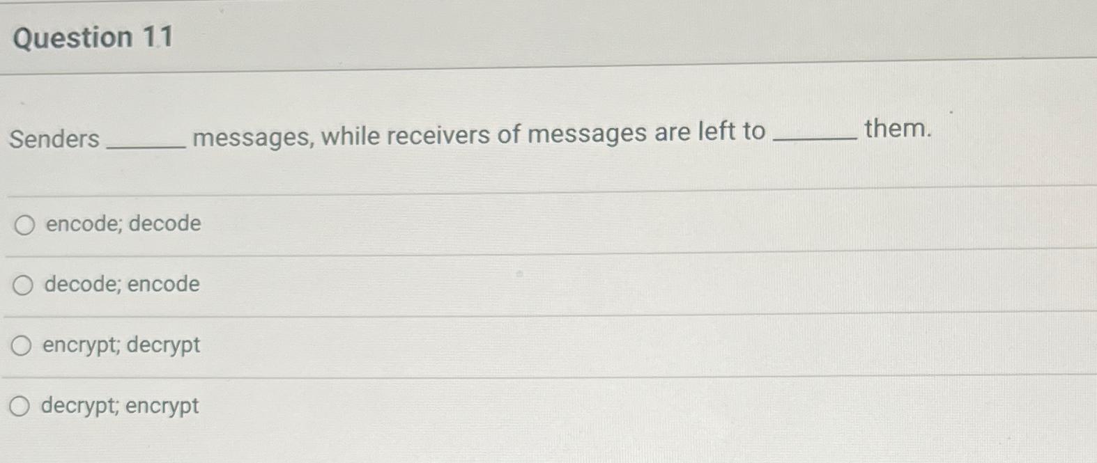 Question 11Senders messages, while receivers of | Chegg.com