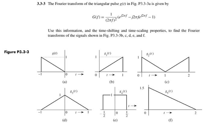 Solved 3.3-3 The Fourier transform of the triangular pulse | Chegg.com