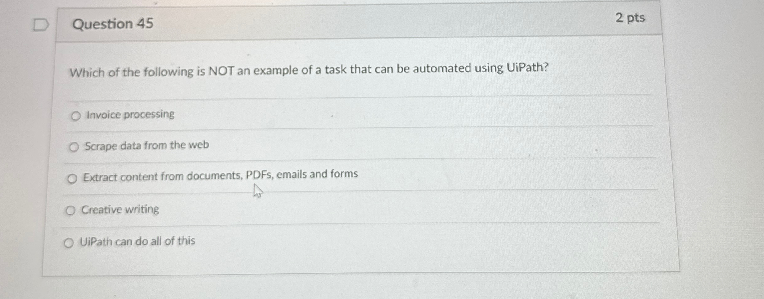 Solved Question 452 ﻿ptsWhich of the following is NOT an | Chegg.com