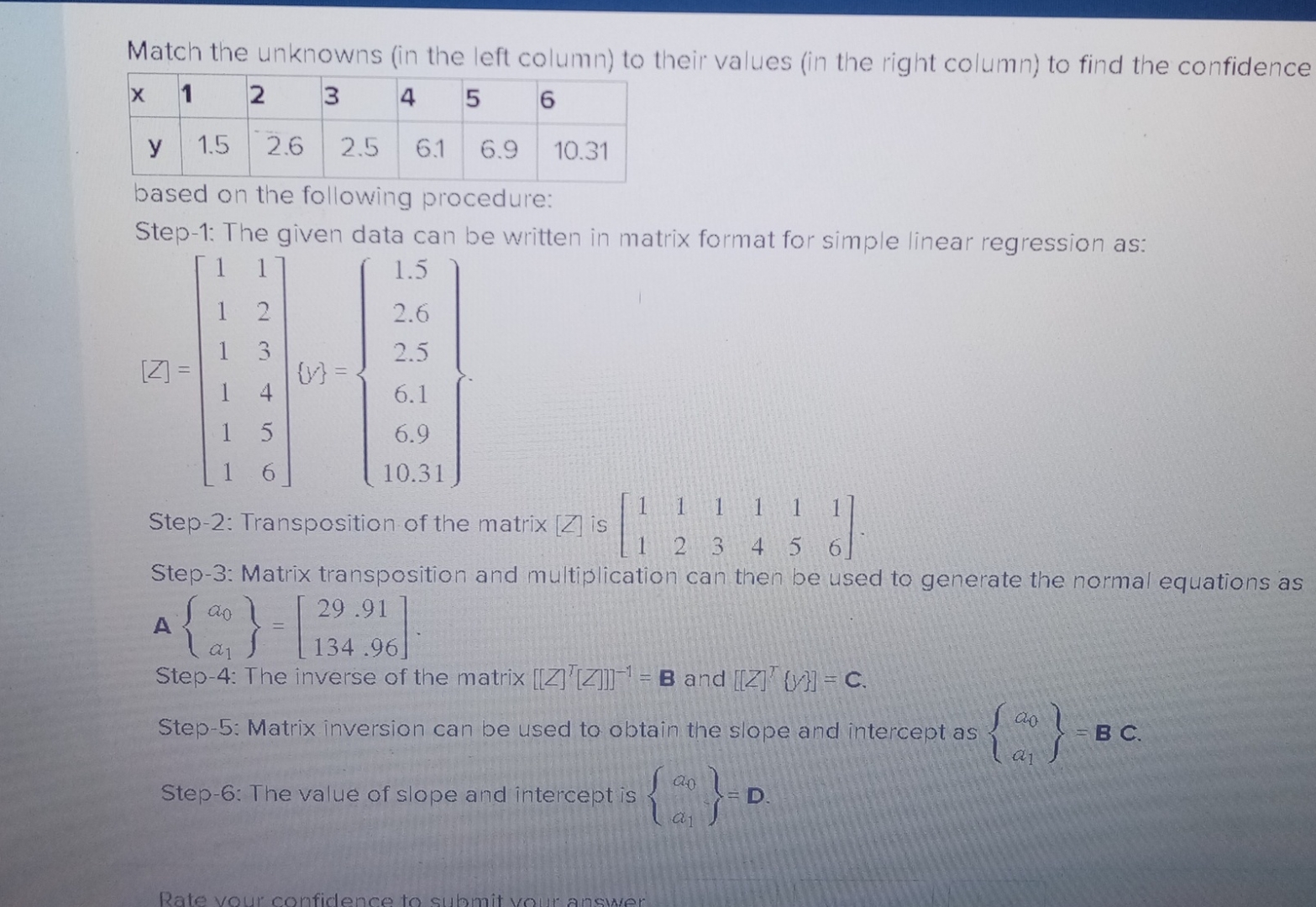 Match the unknowns (in the left column) ﻿to their | Chegg.com