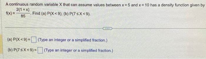 Solved A continuous random variable X that can assume values | Chegg.com