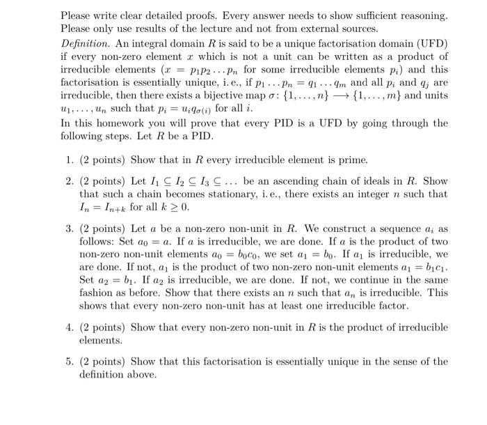 Solved Please write clear detailed proofs. Every answer | Chegg.com