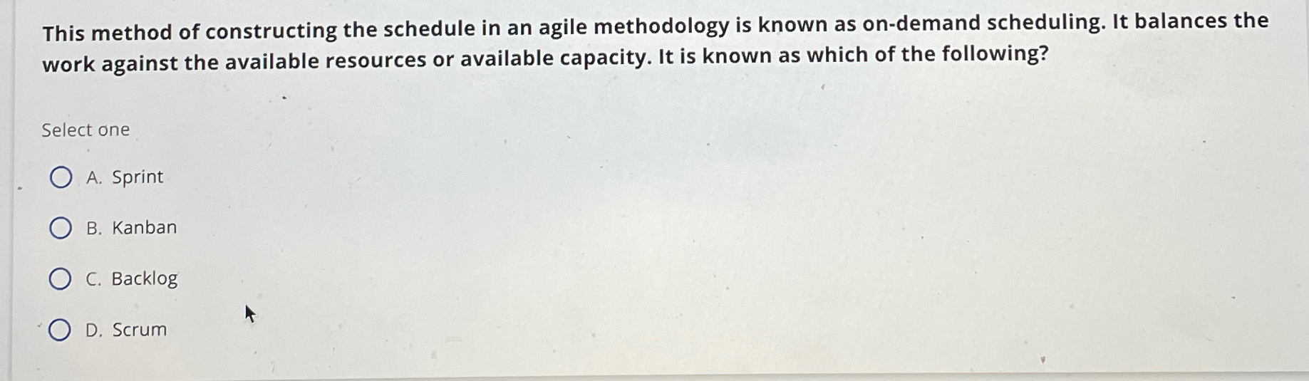 Solved This method of constructing the schedule in an agile | Chegg.com