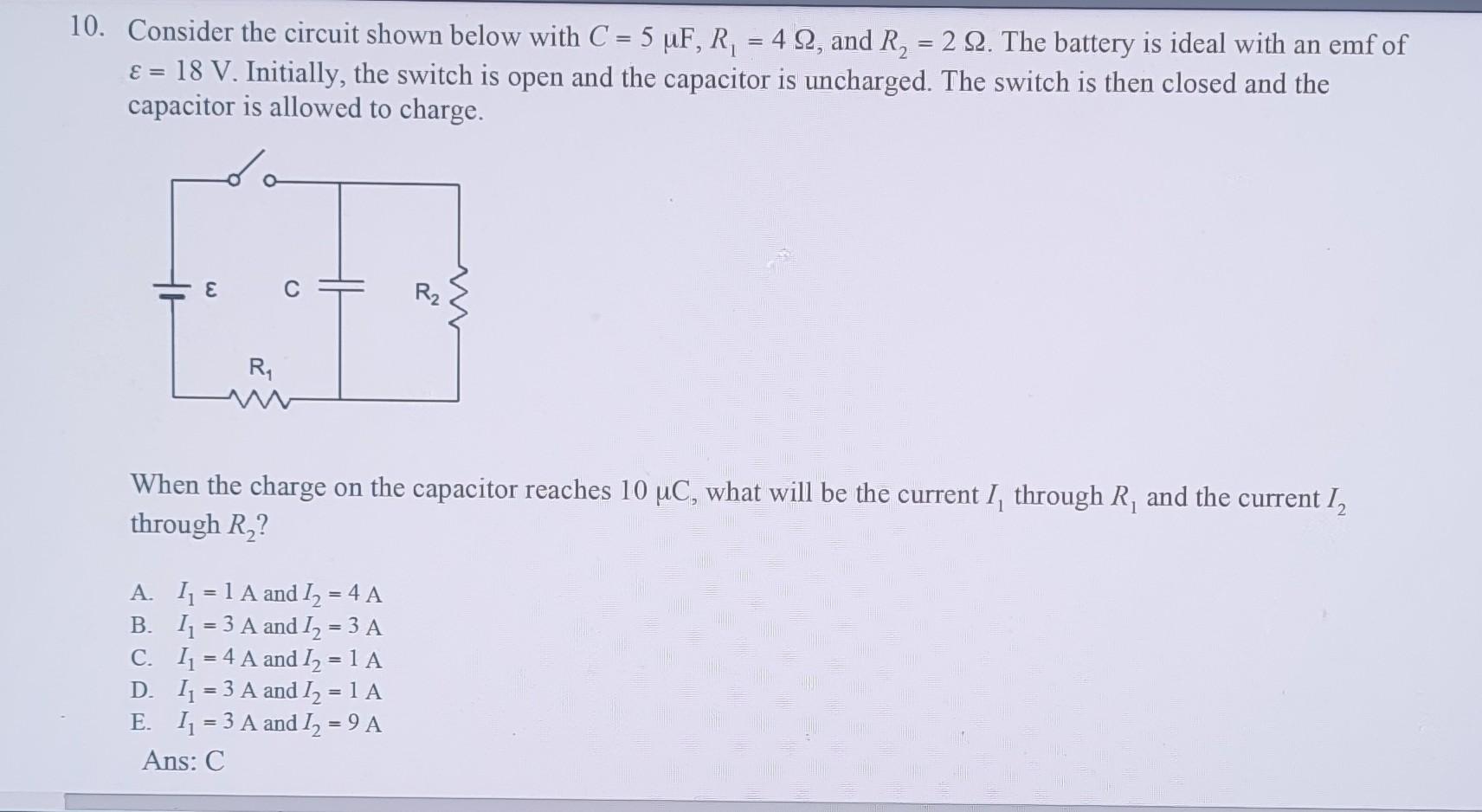 Solved 0. Consider the circuit shown below with C=5μF,R1=4Ω, | Chegg.com