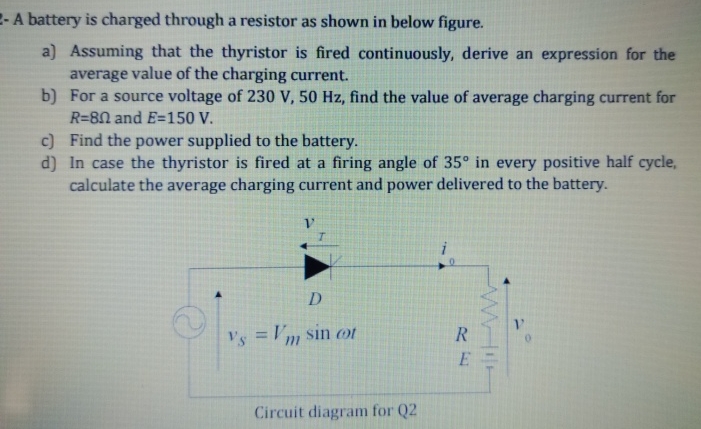 Solved A battery is charged through a resistor as shown in | Chegg.com