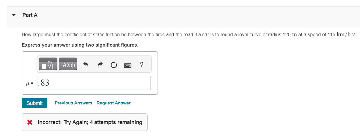 Solved Part AHow large must the coefficient of static | Chegg.com
