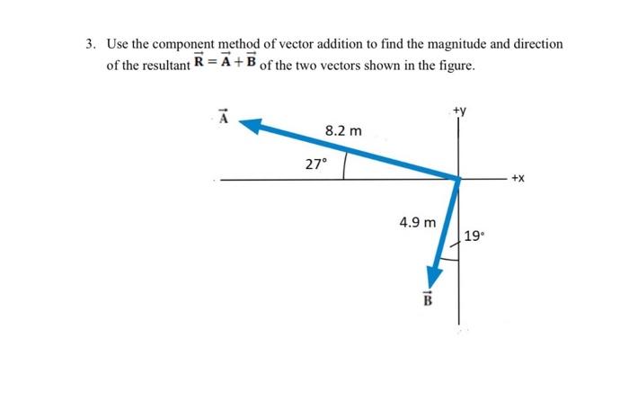 Solved 3. Use the component method of vector addition to | Chegg.com