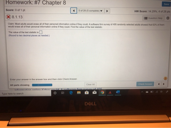 Solved Homework 7 Chapter 8 Save Score 0 Of 1 Pt 5 Of 28