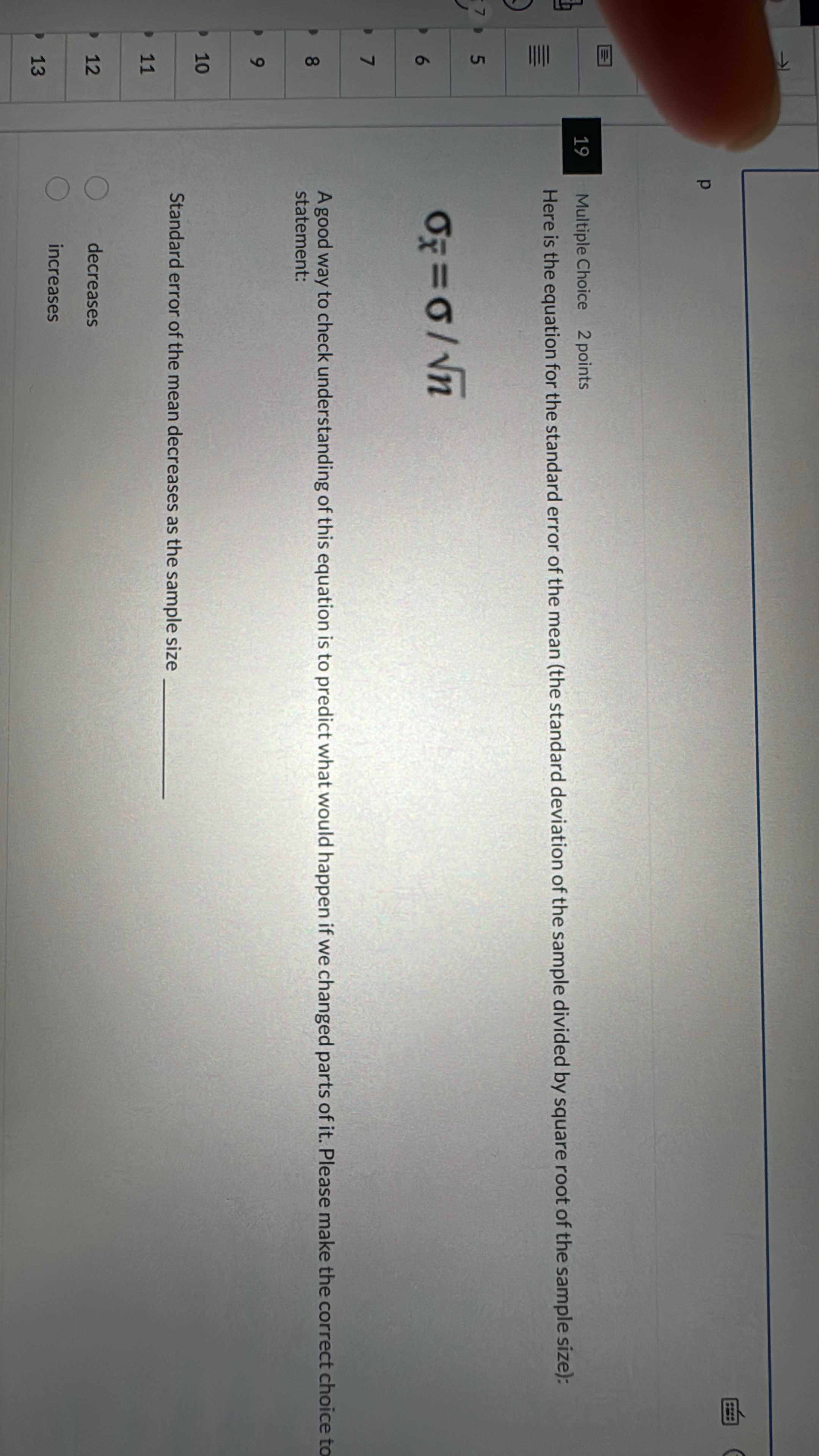 Solved Here is ﻿the equation for the standard error of ﻿the | Chegg.com