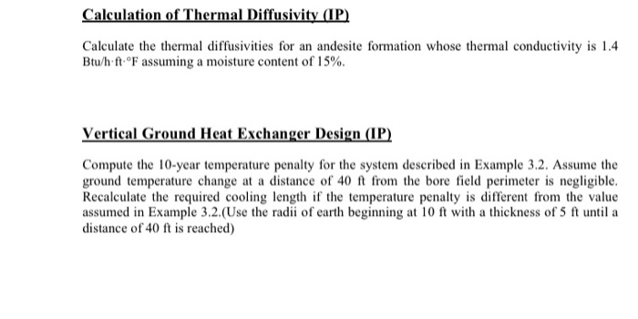 Calculation of Thermal Diffusivity (IP) Calculate the | Chegg.com